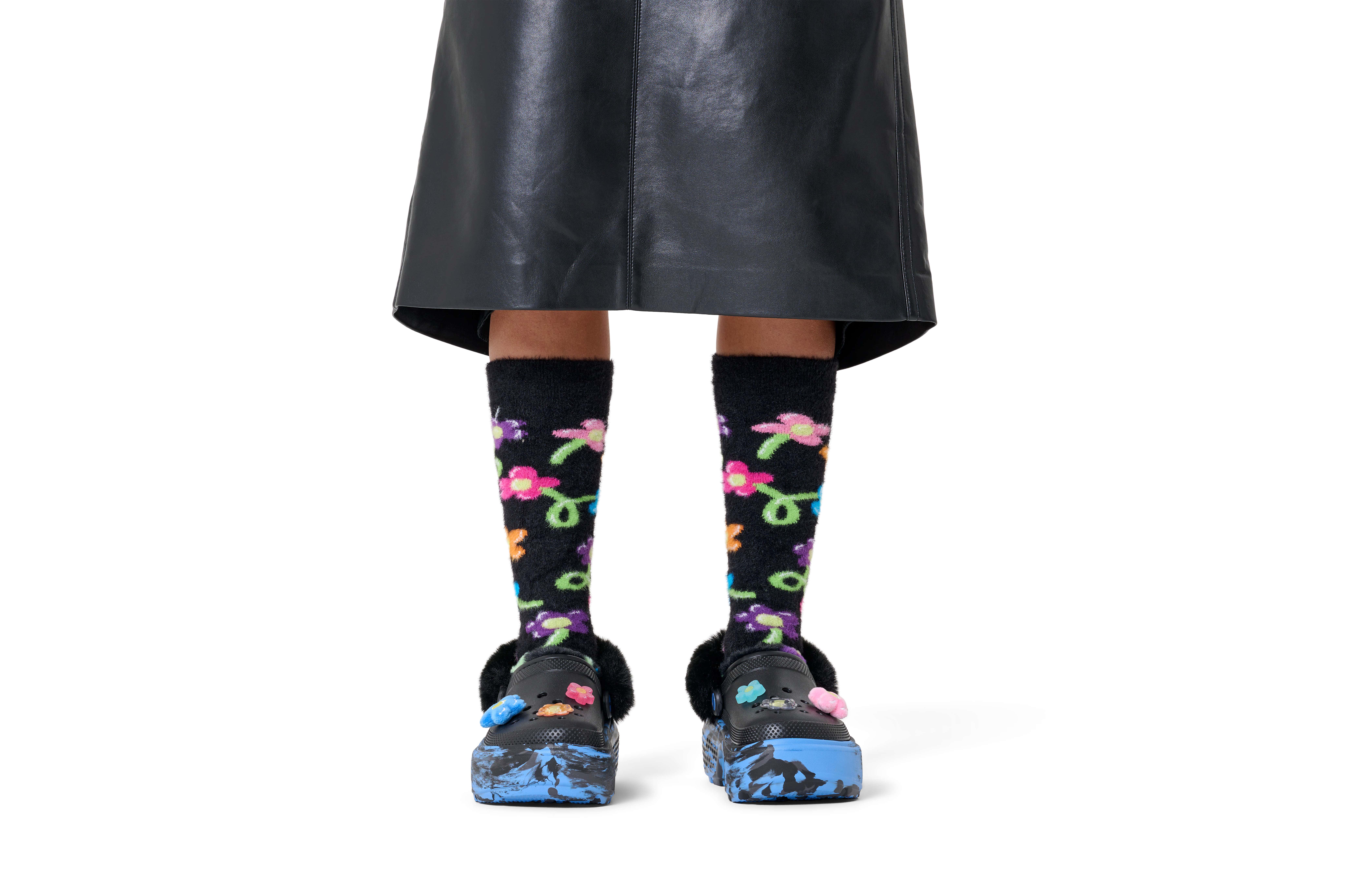 Black Happy Socks X Crocs - Balloon Flower Stomp Lined Clog | Happy ...