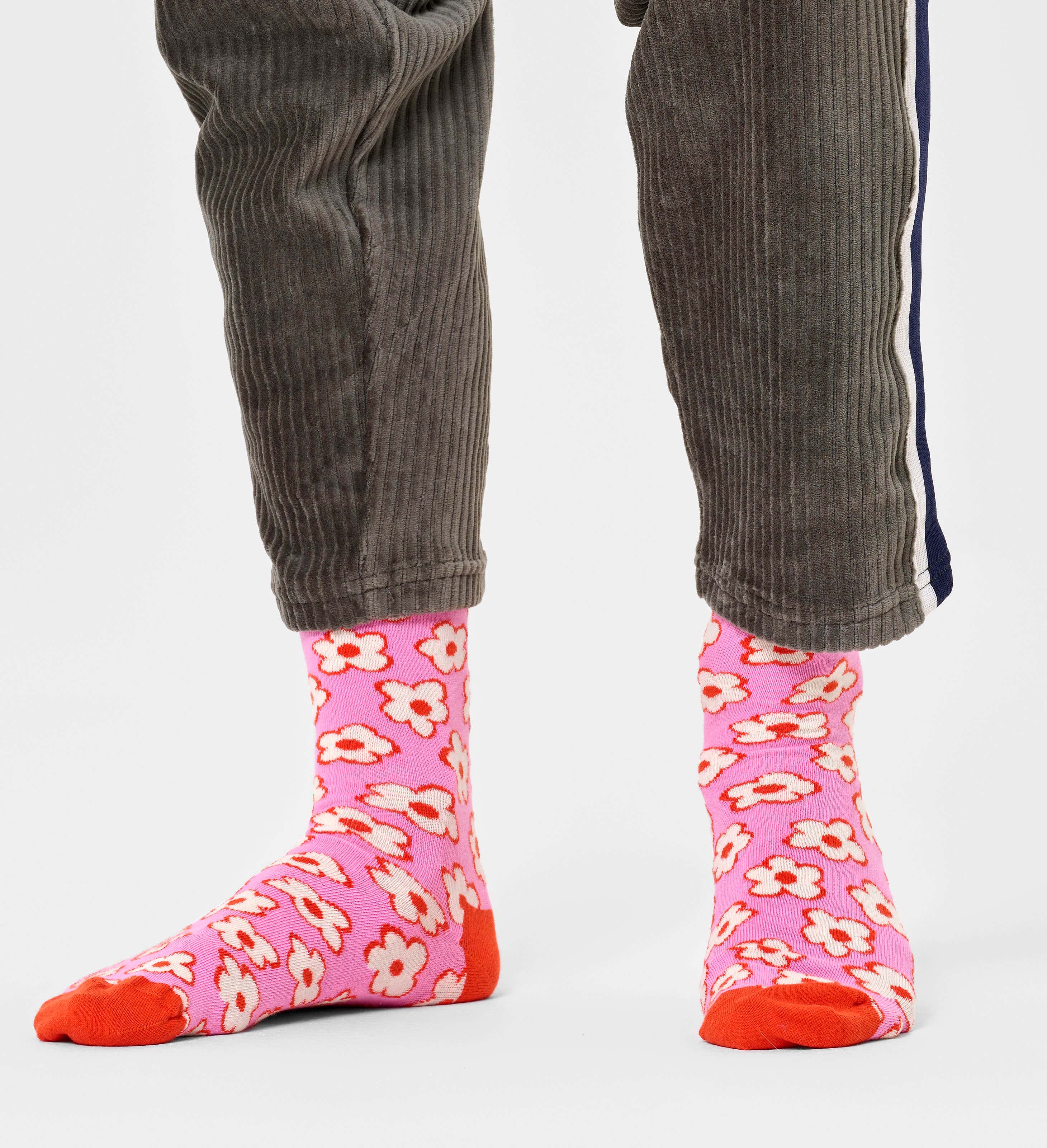 Pink Floral Print Socks | Colorful Flower Crew Socks | Happy Socks US