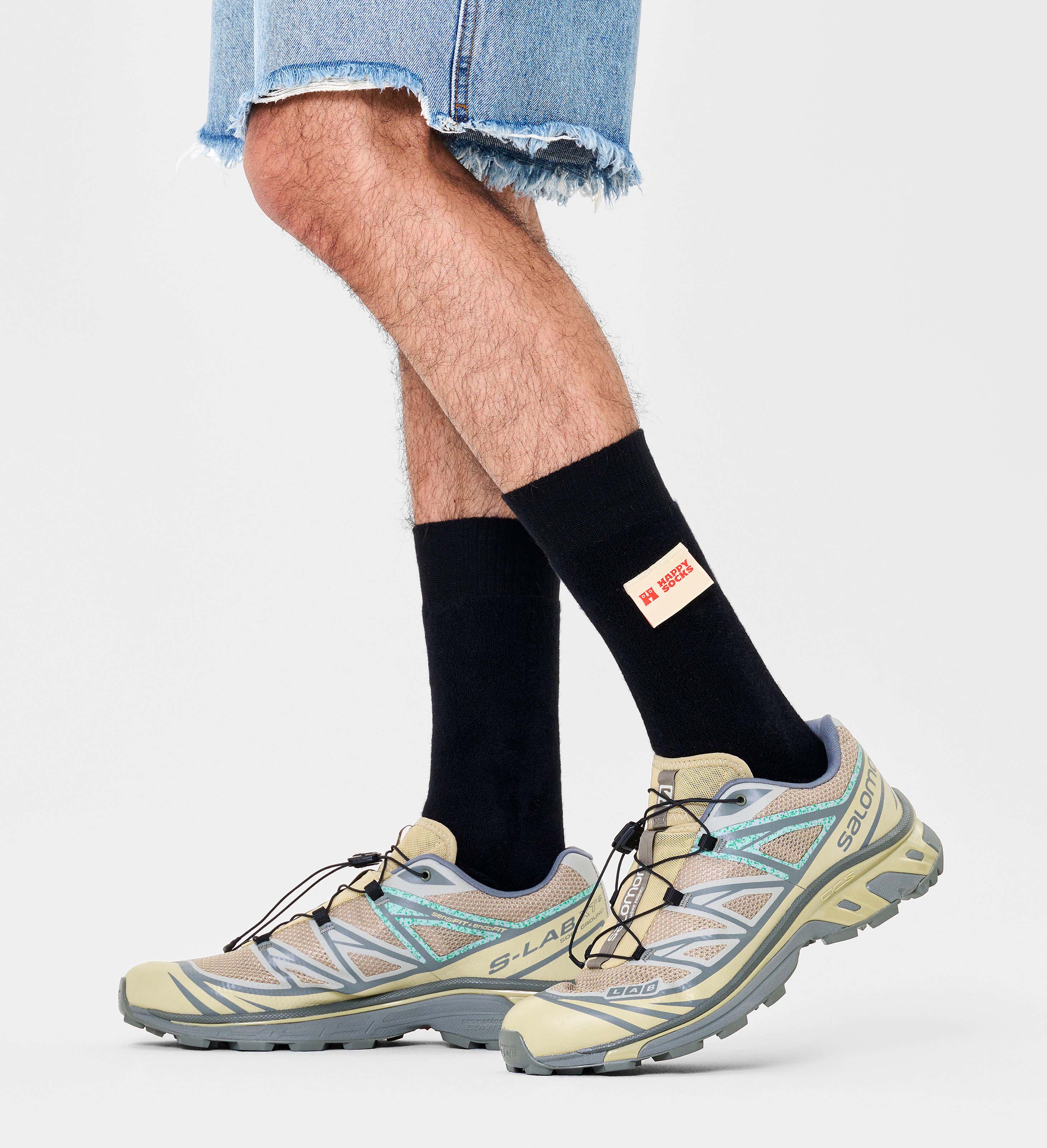 Black Crew Socks | Fun & Colorful Slow Life Sock | Happy Socks US