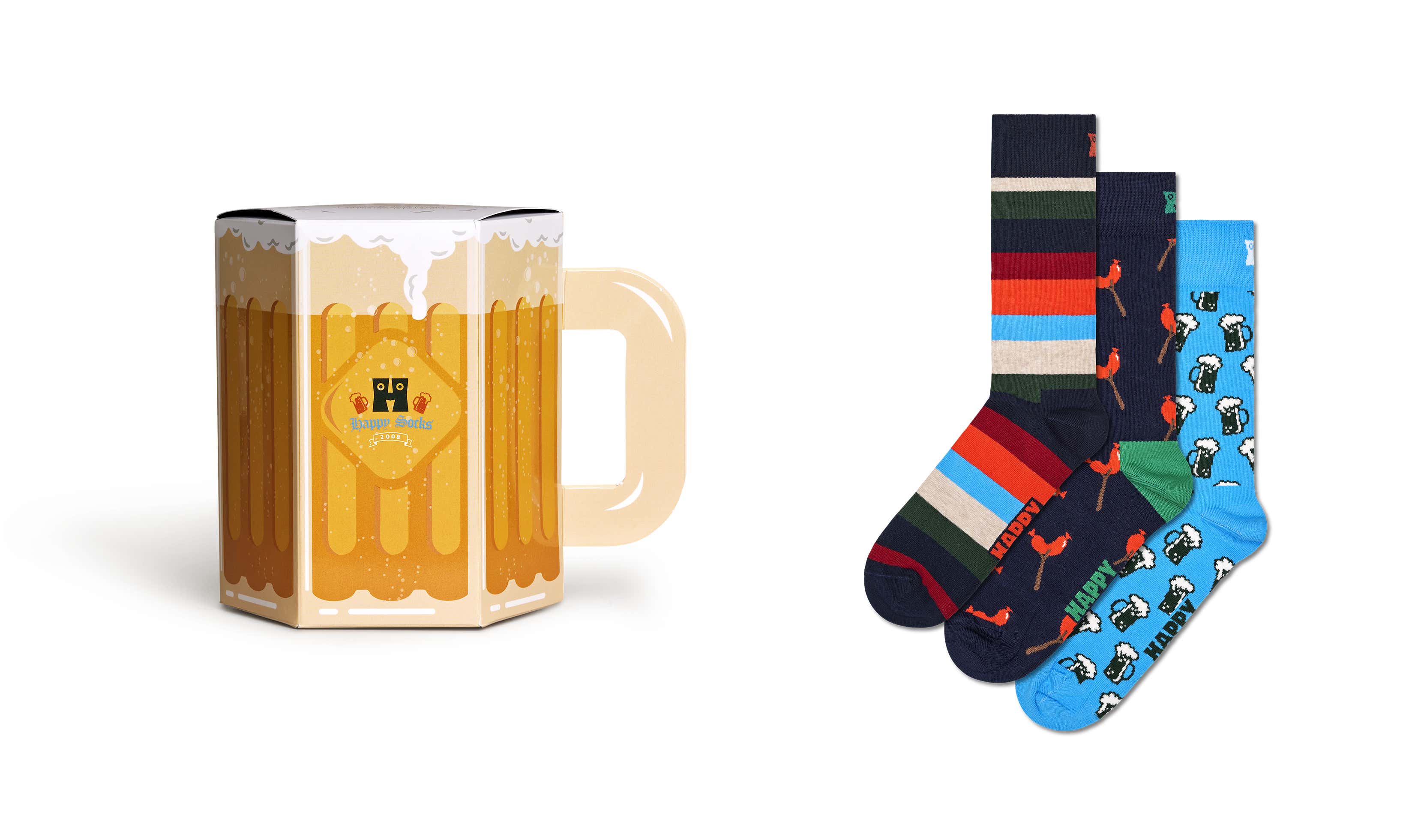 3-Pack Fun Socks Gift Set | Beer & Wurst Crew Socks | Happy Socks US