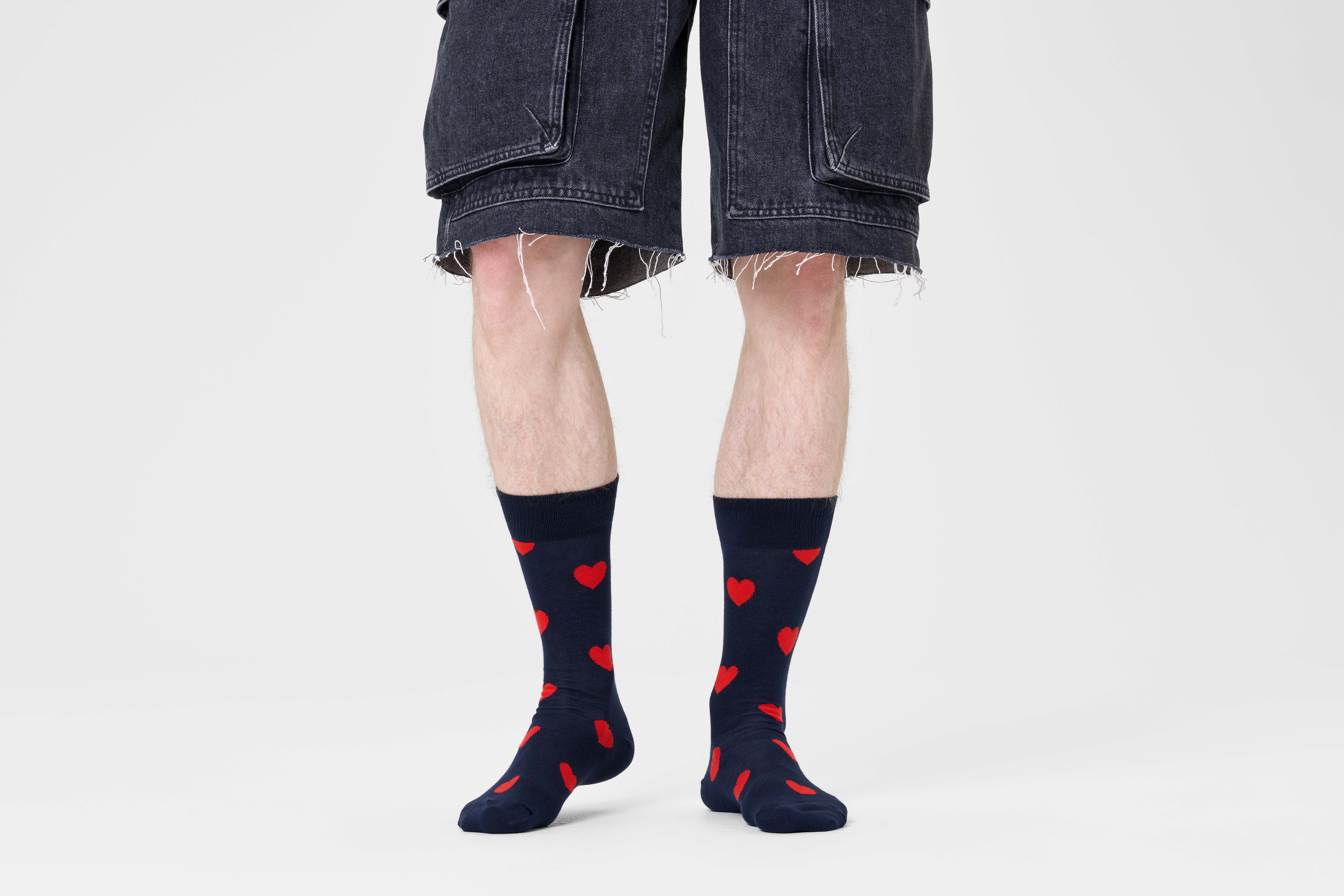 Navy Heart Crew Socks | Happy Socks US