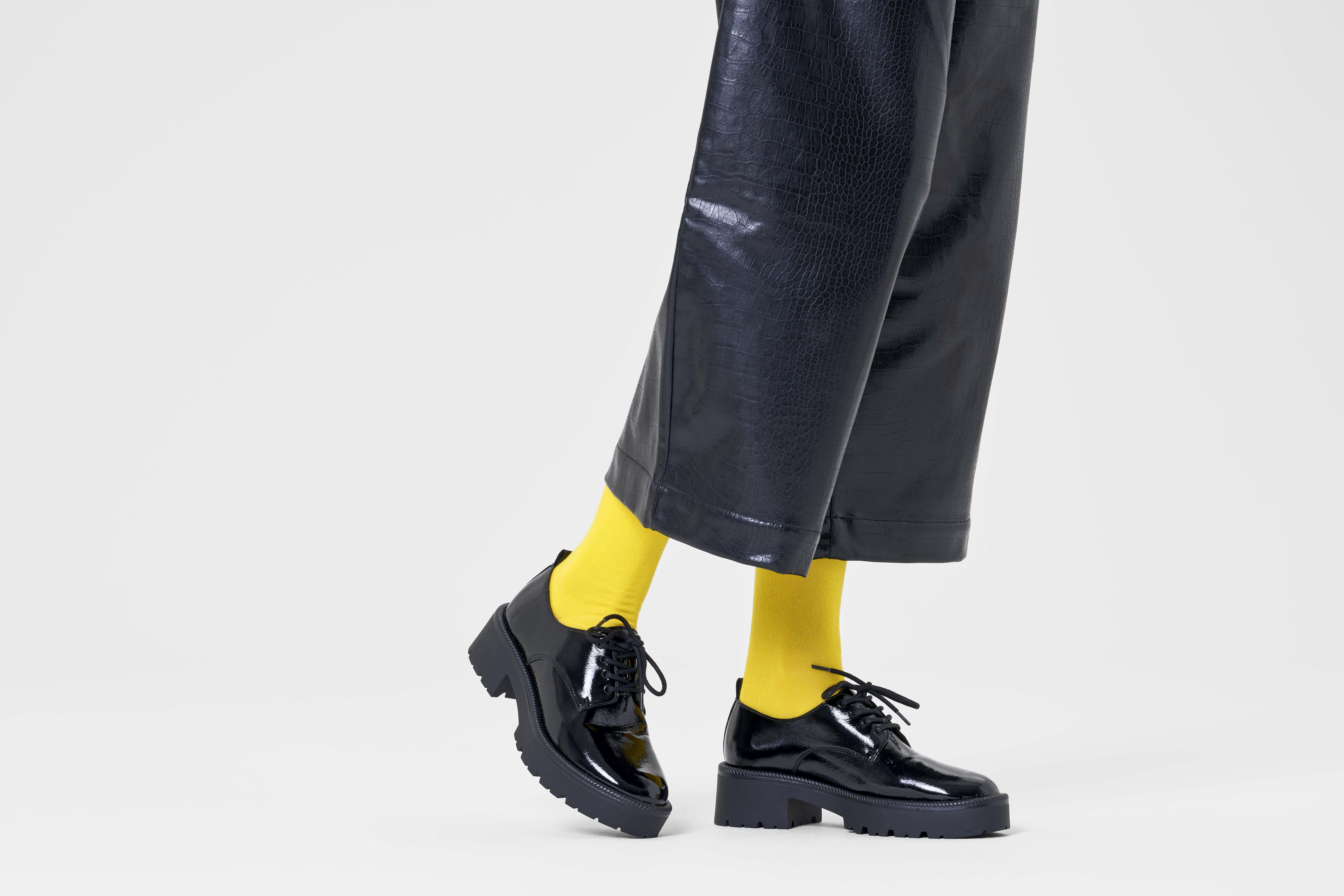 Yellow Solid Crew Socks | Colorful Plain Socks | Happy Socks US
