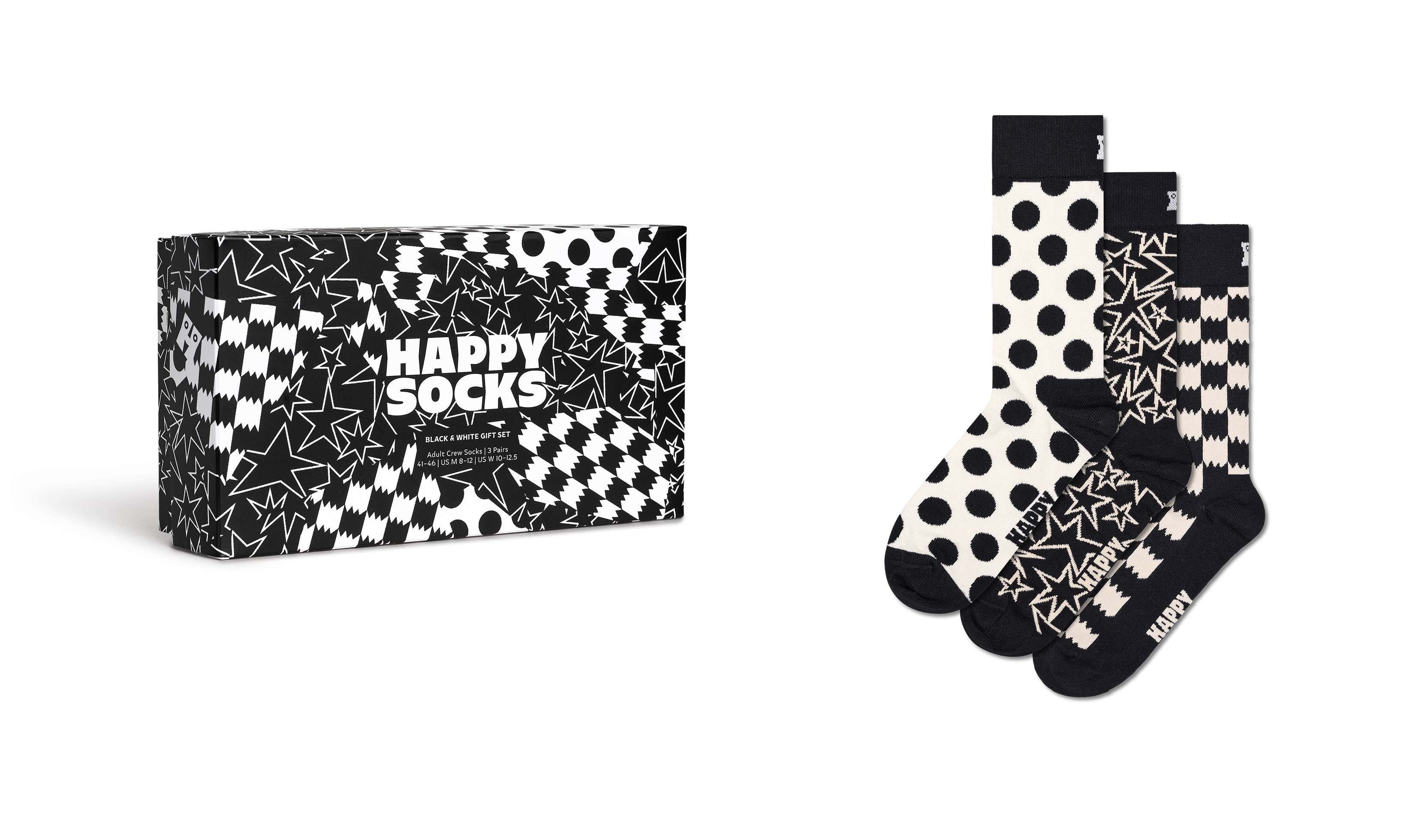 Unique Gift Ideas - 3-Pack Black & White Socks Gift Set | Happy Socks US