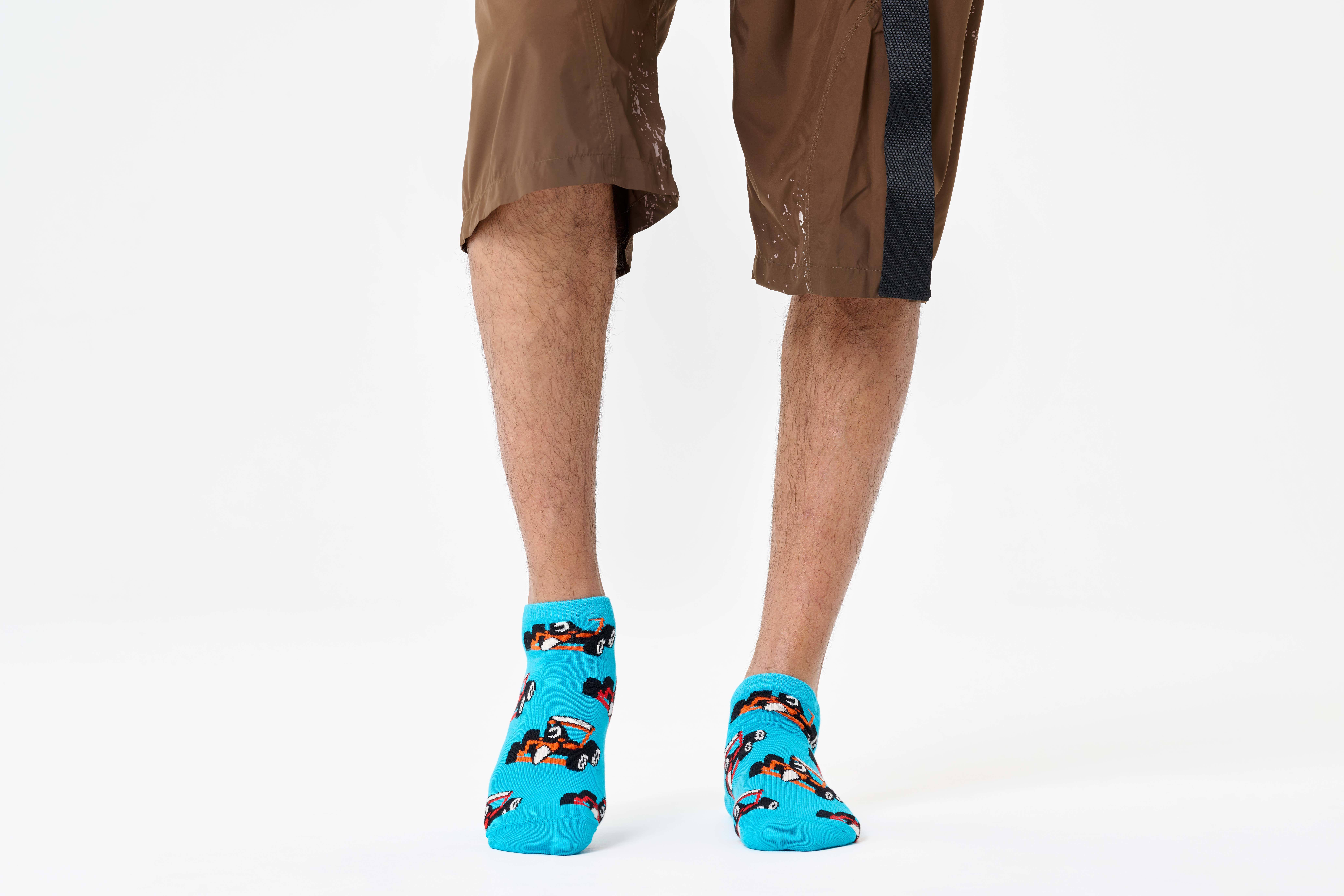 Turquoise Race Car Low Sock | Happy Socks US