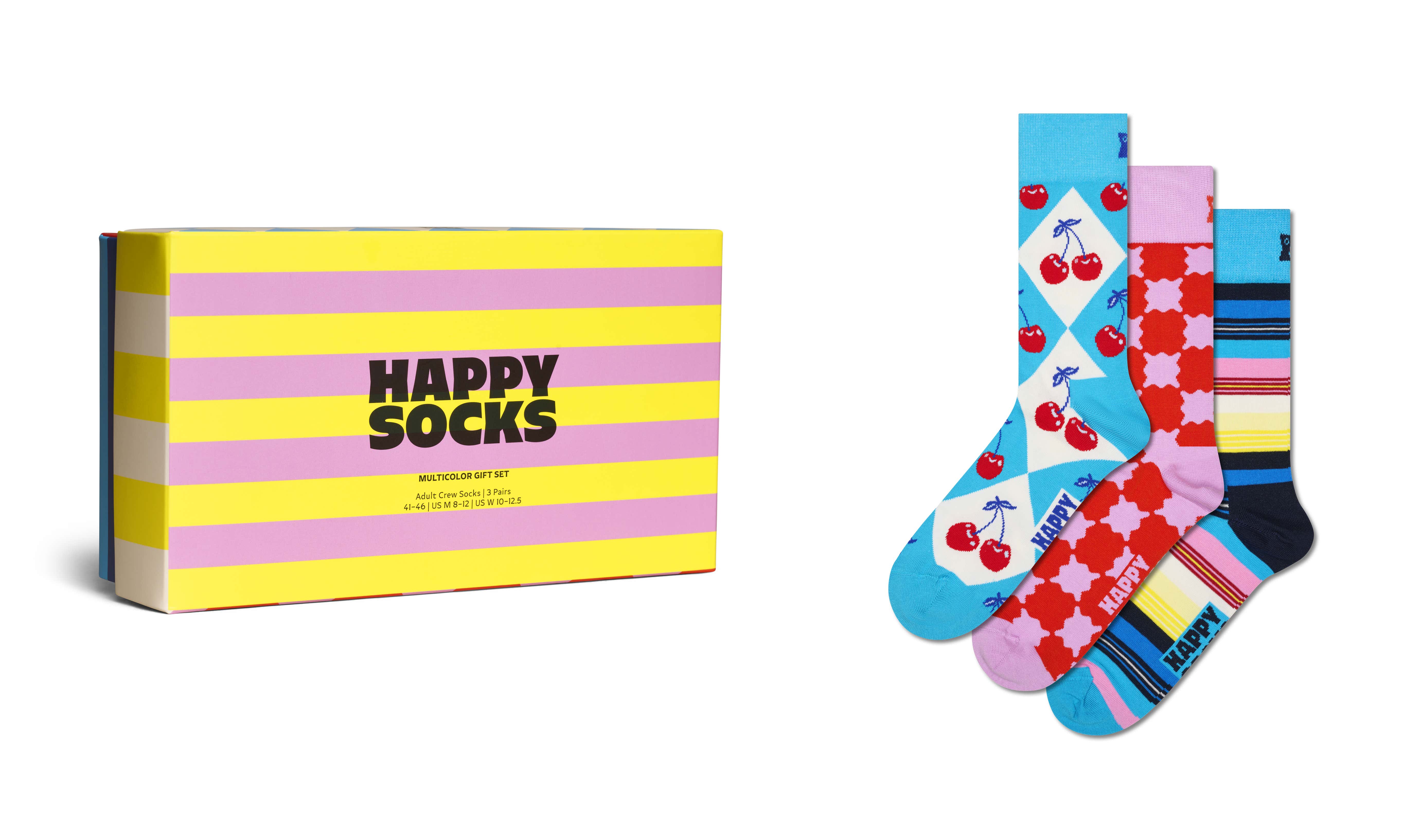 3-Pack Checks And Stripes Socks Gift Set | Happy Socks US