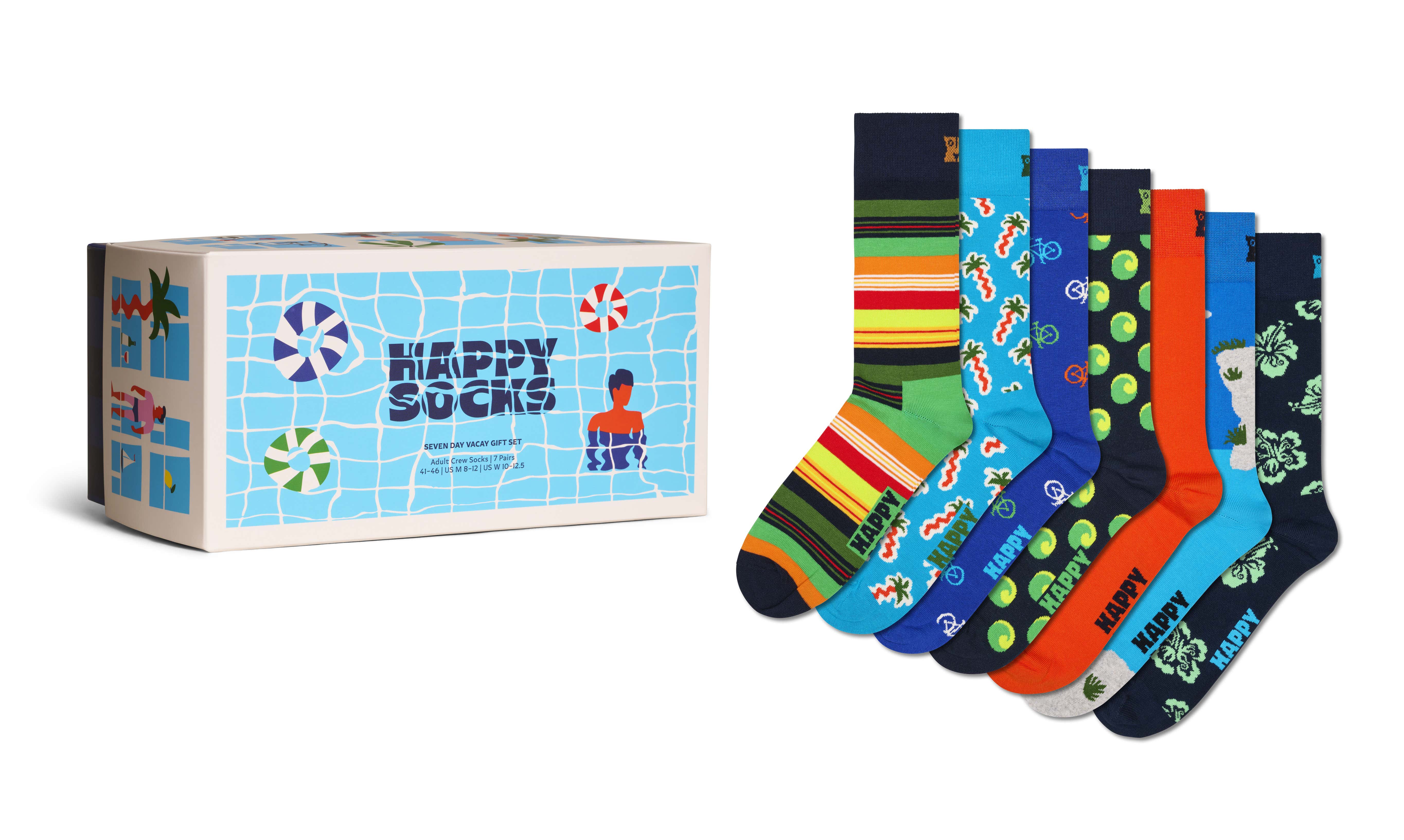 Blue 7-Pack Seven Day Vacay Socks Gift Set | Happy Socks US