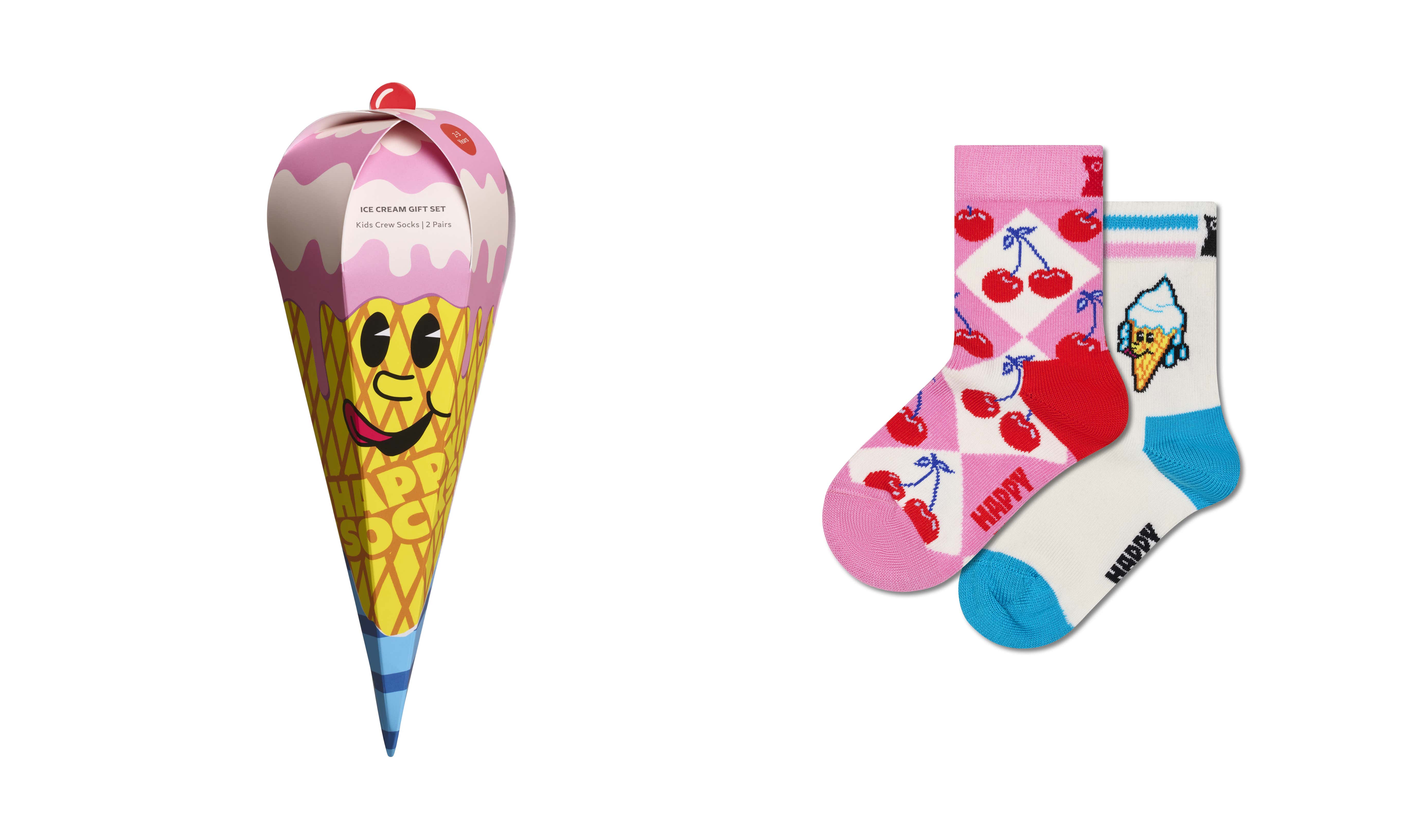 Kids Pink 2-Pack Ice Cream Socks Gift Set | Happy Socks UK