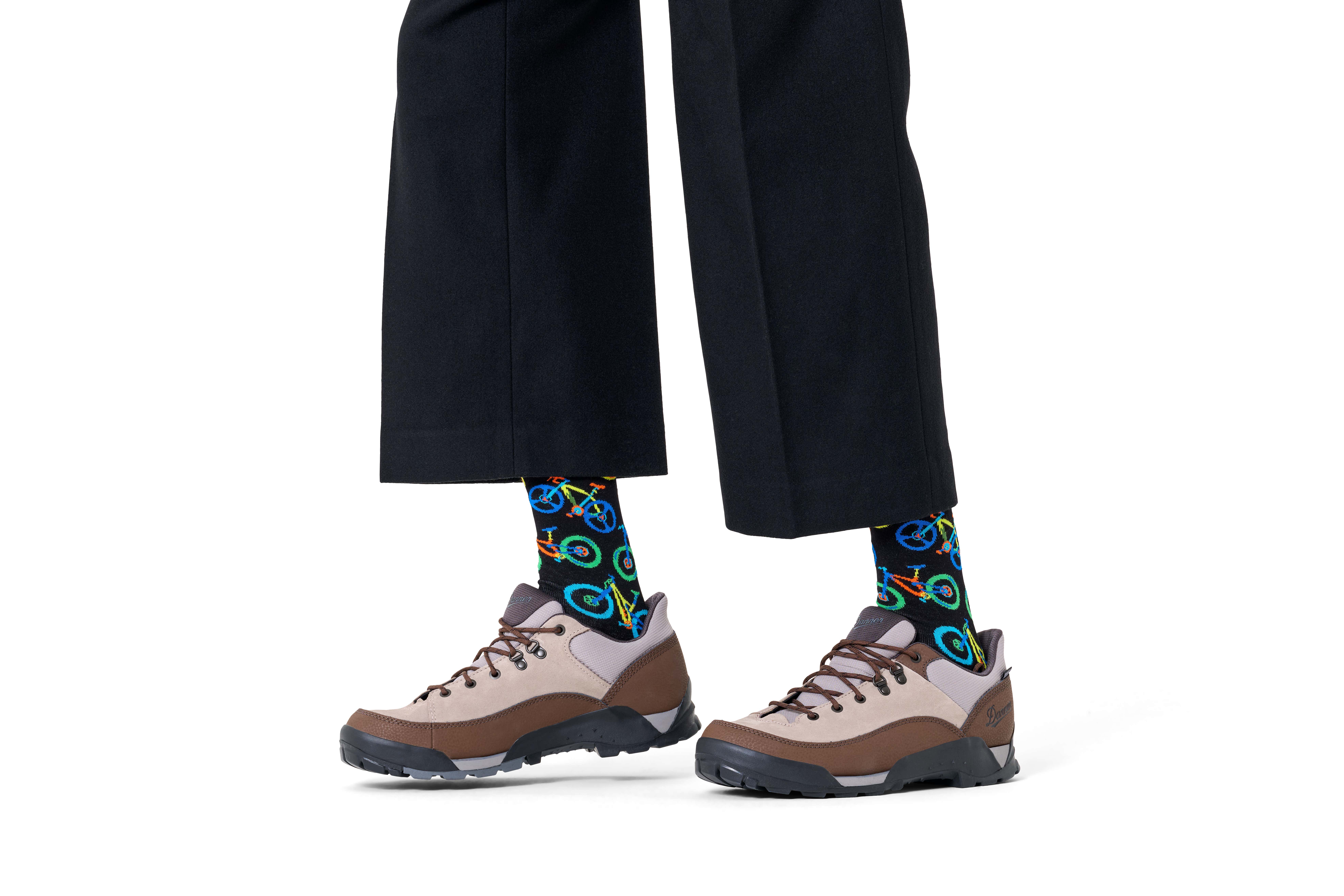 Black Mountain Bike Pattern Sports Socks | Fun Bike Socks | Happy Socks GL