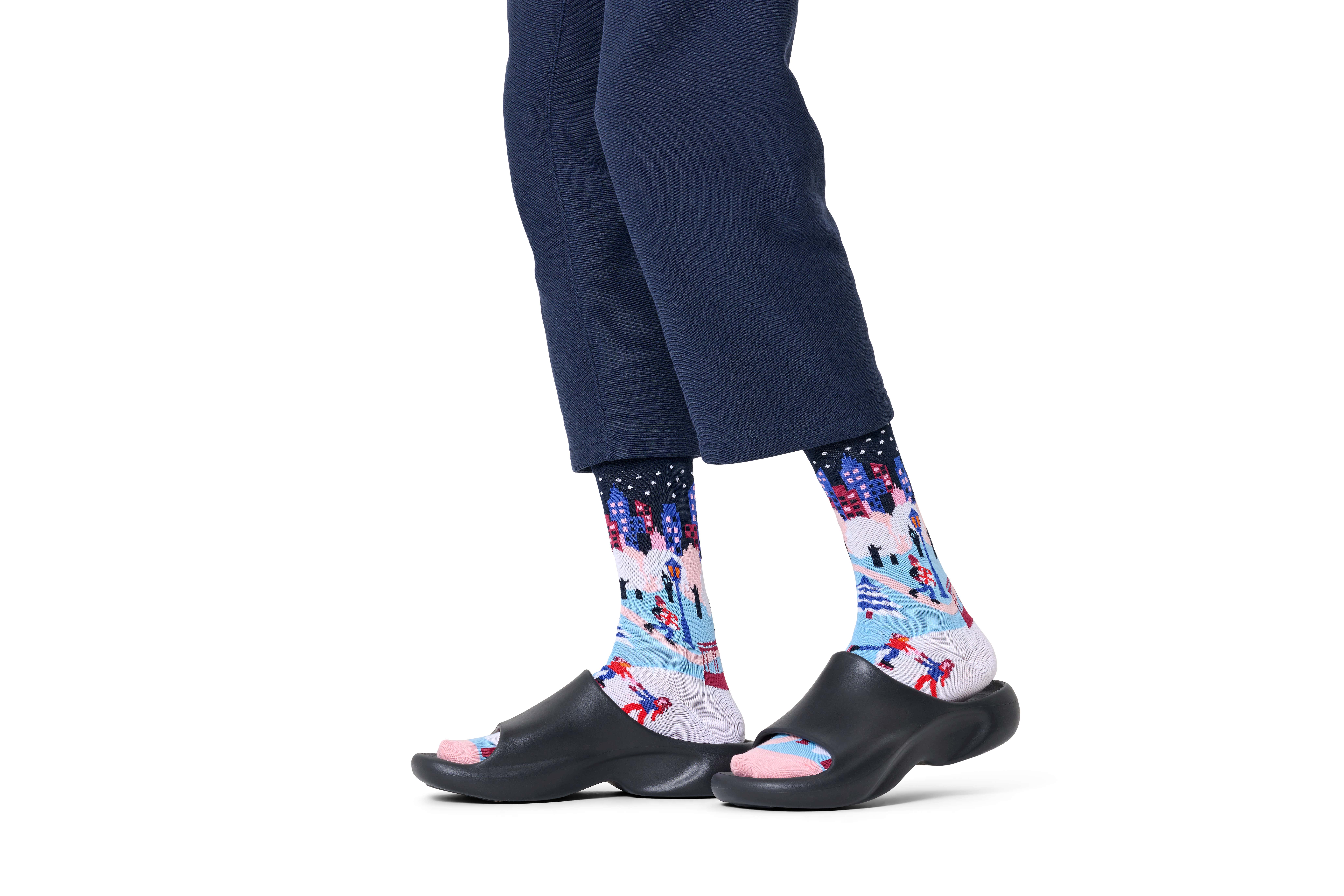 Winter City Ice Skating Funny Socks | Cozy | Happy Socks UK