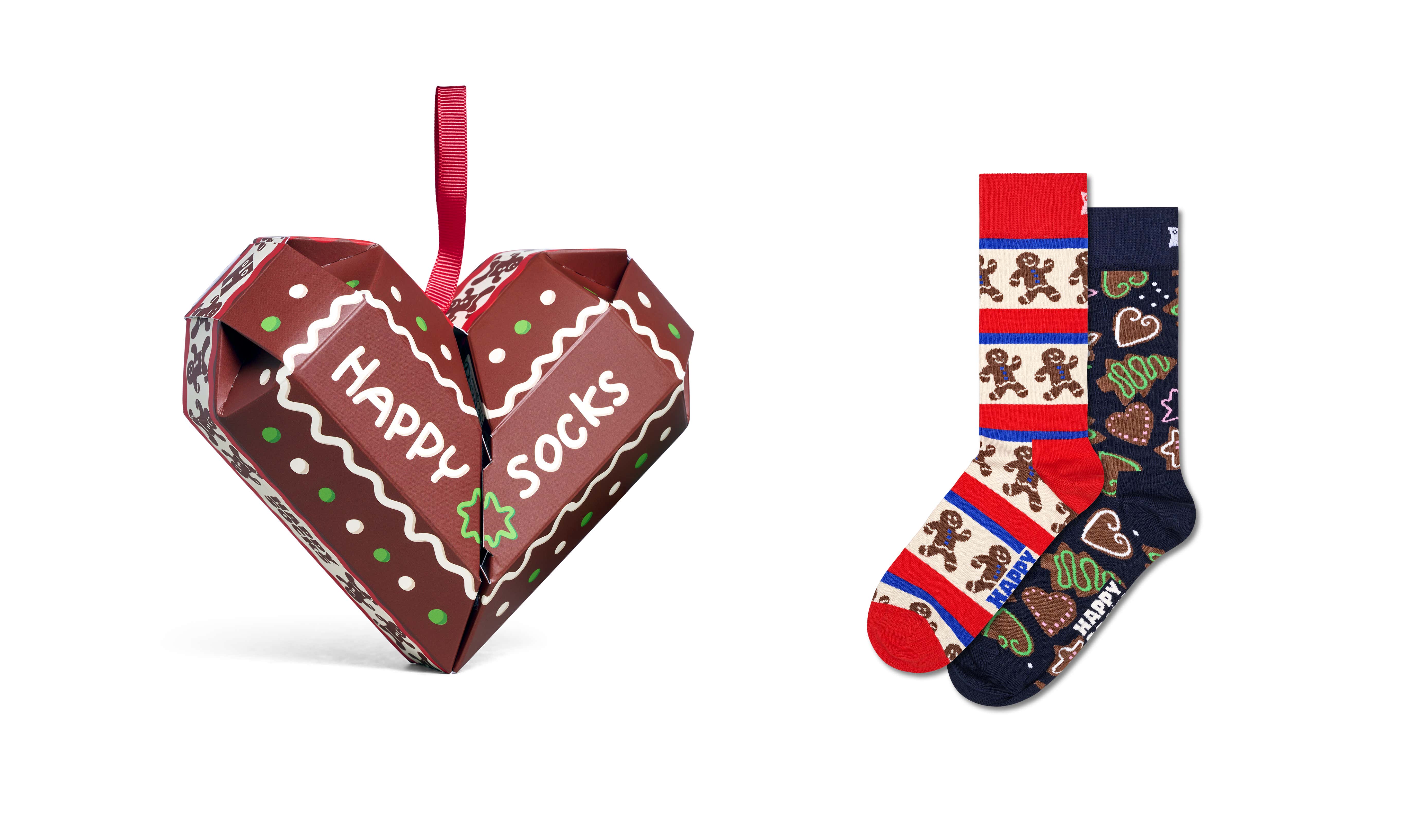 Festive Gingerbread Heart Christmas Socks Gift Set | Happy Socks EU
