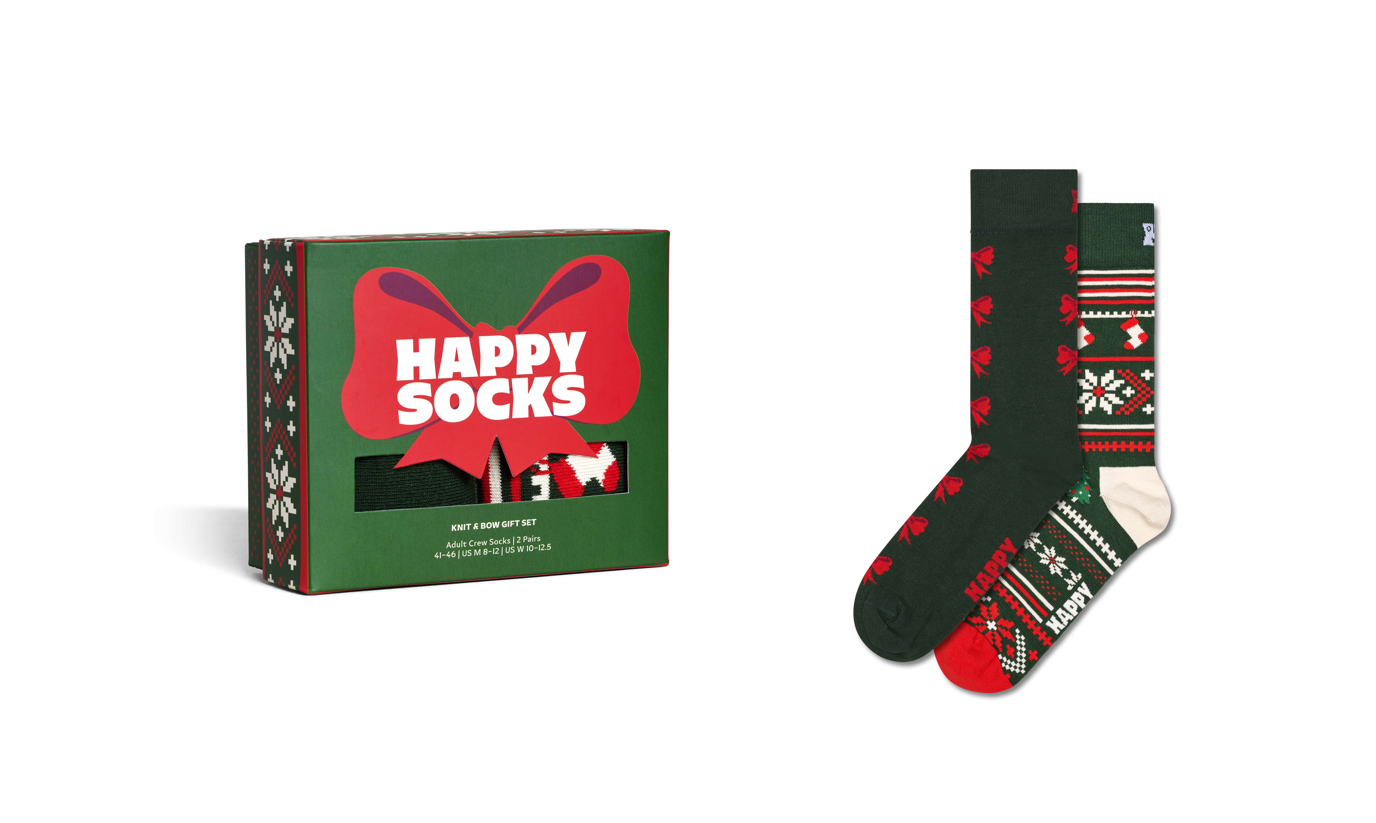 Festive Red Knit Socks With Ribbons | Happy Socks UK
