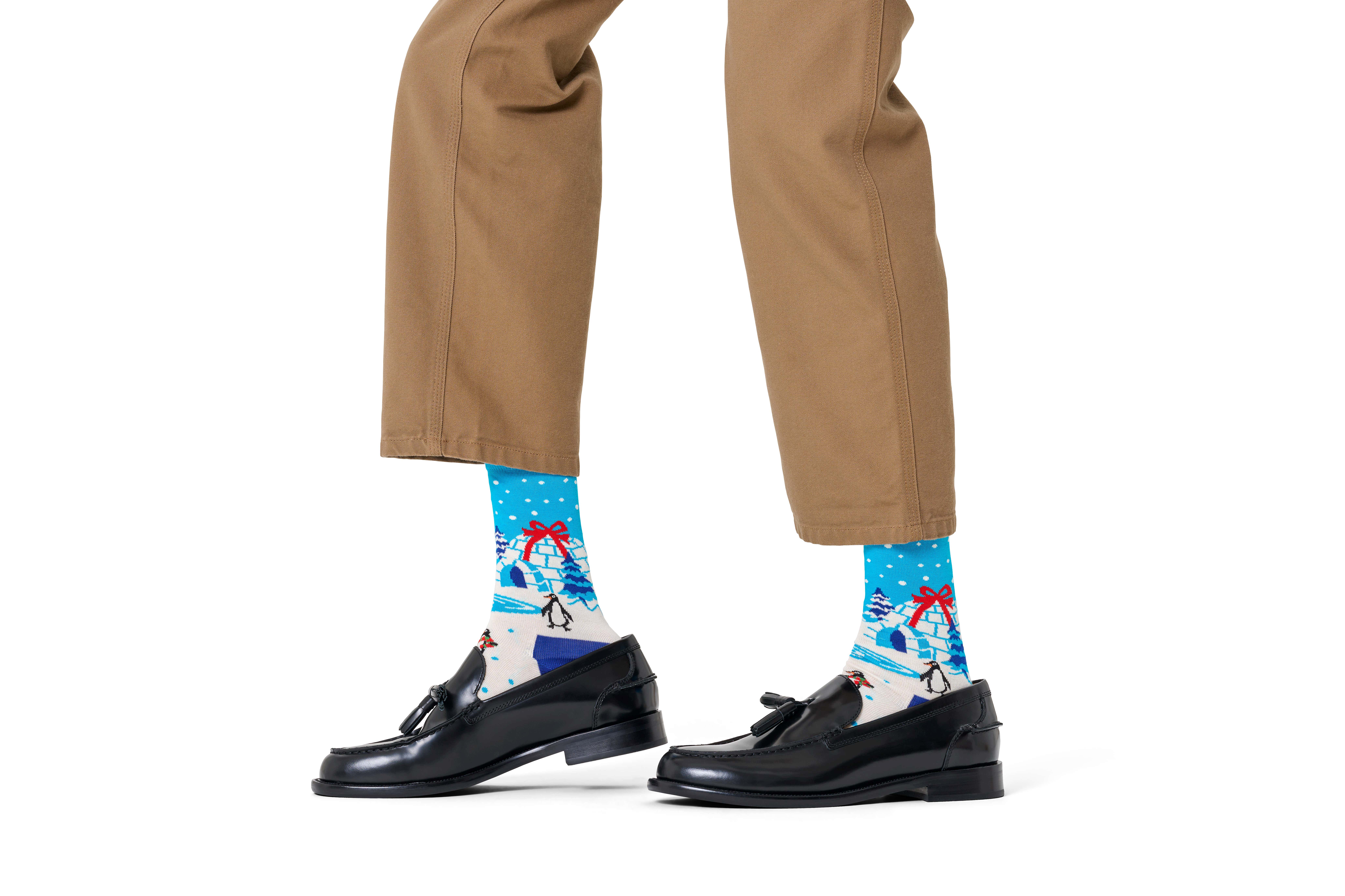 Winter Penguin Landscape Socks | Snowy Animal Socks | Happy Socks US