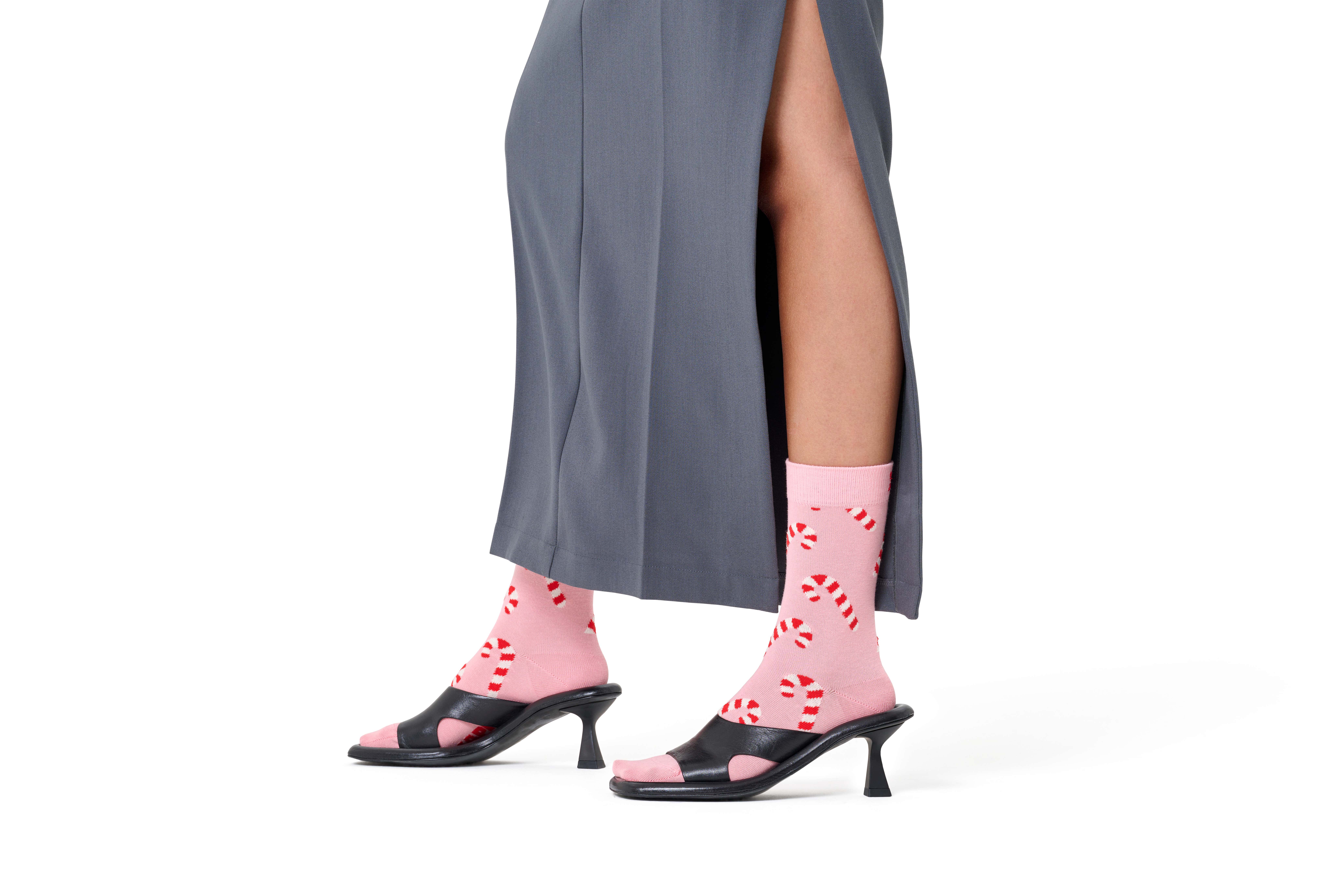 Pink Candy Cane Print Socks | Christmas Gift Idea | Happy Socks IT