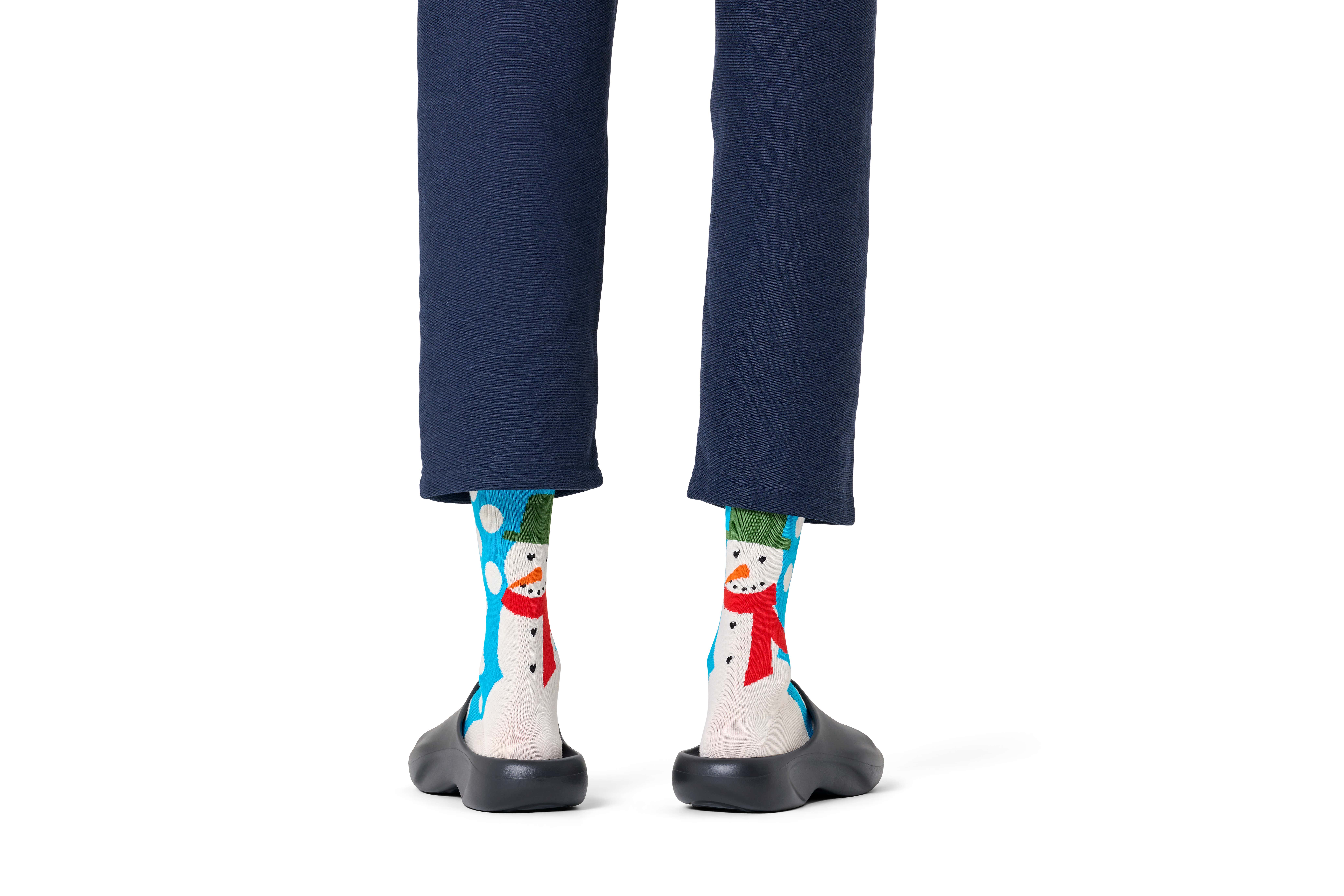 Blue Polka Dot Snowman Socks | Winter Fun | Happy Socks EU