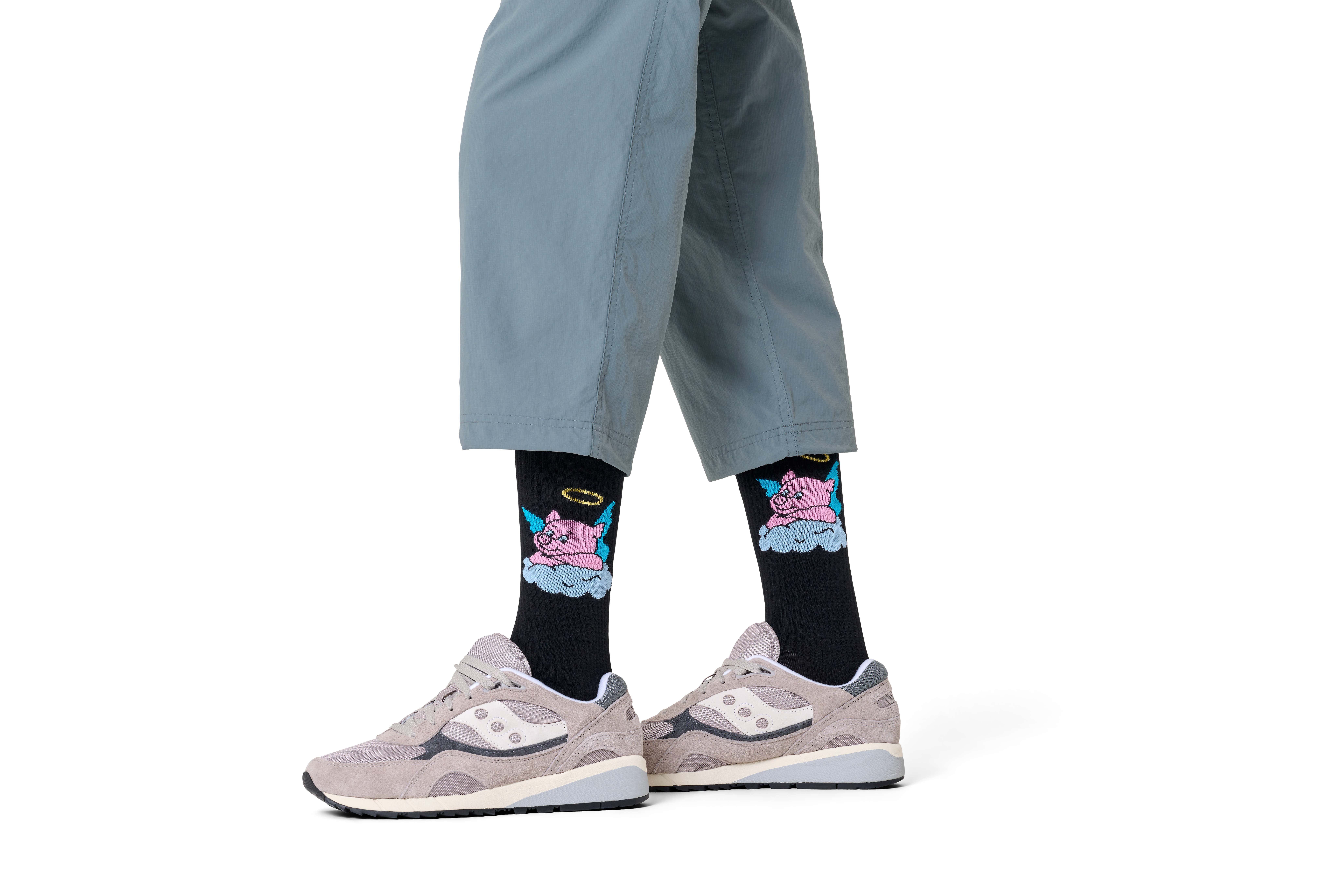 Black Sneaker Sock With Bad Pig | Animal Sports Socks | Happy Socks EU