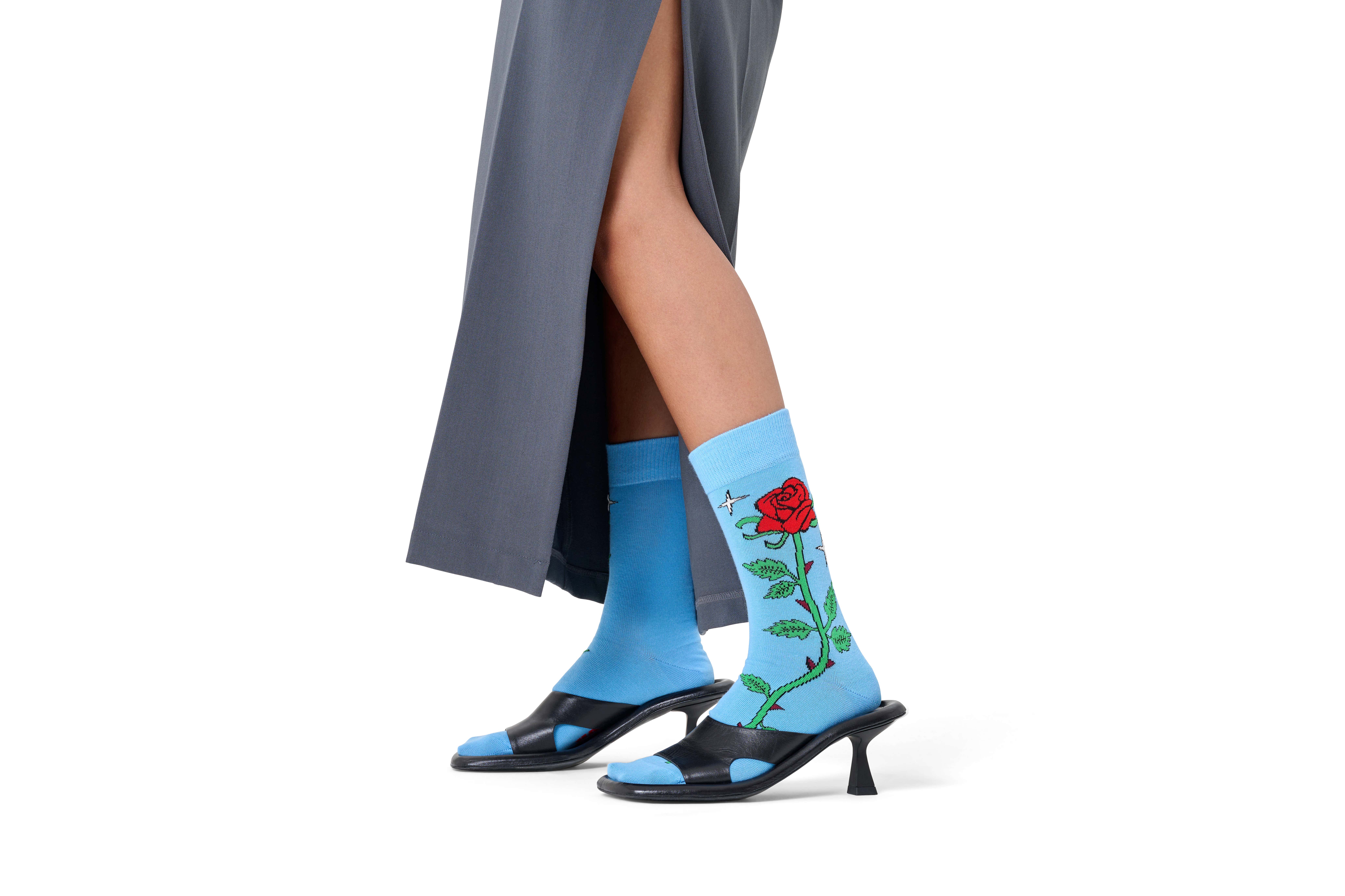 Blue Rose Print Socks | Colorful Valentine's Gift | Happy Socks EU