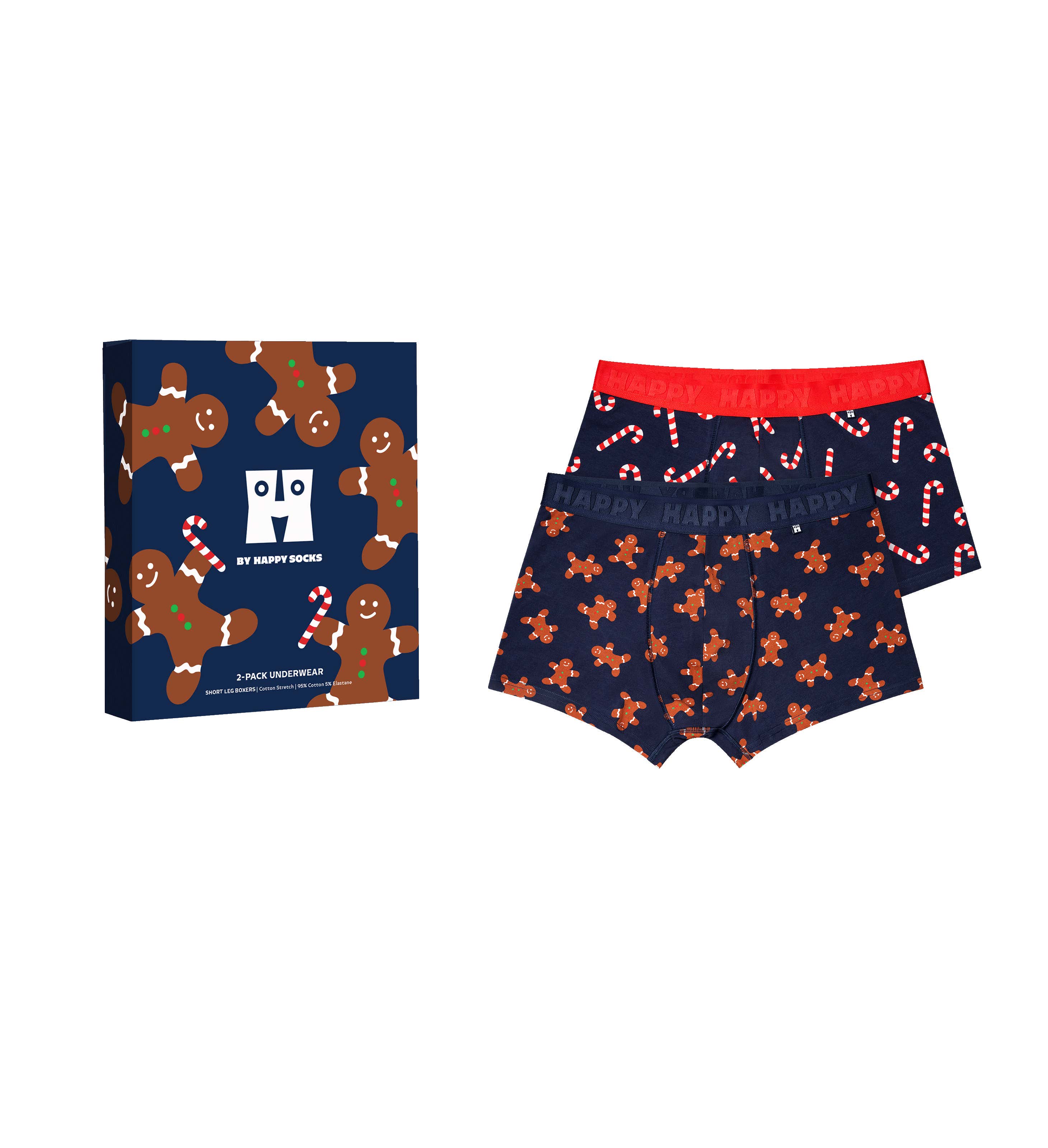 Navy Blue Christmas Boxers 2-Pack | Happy Socks UK