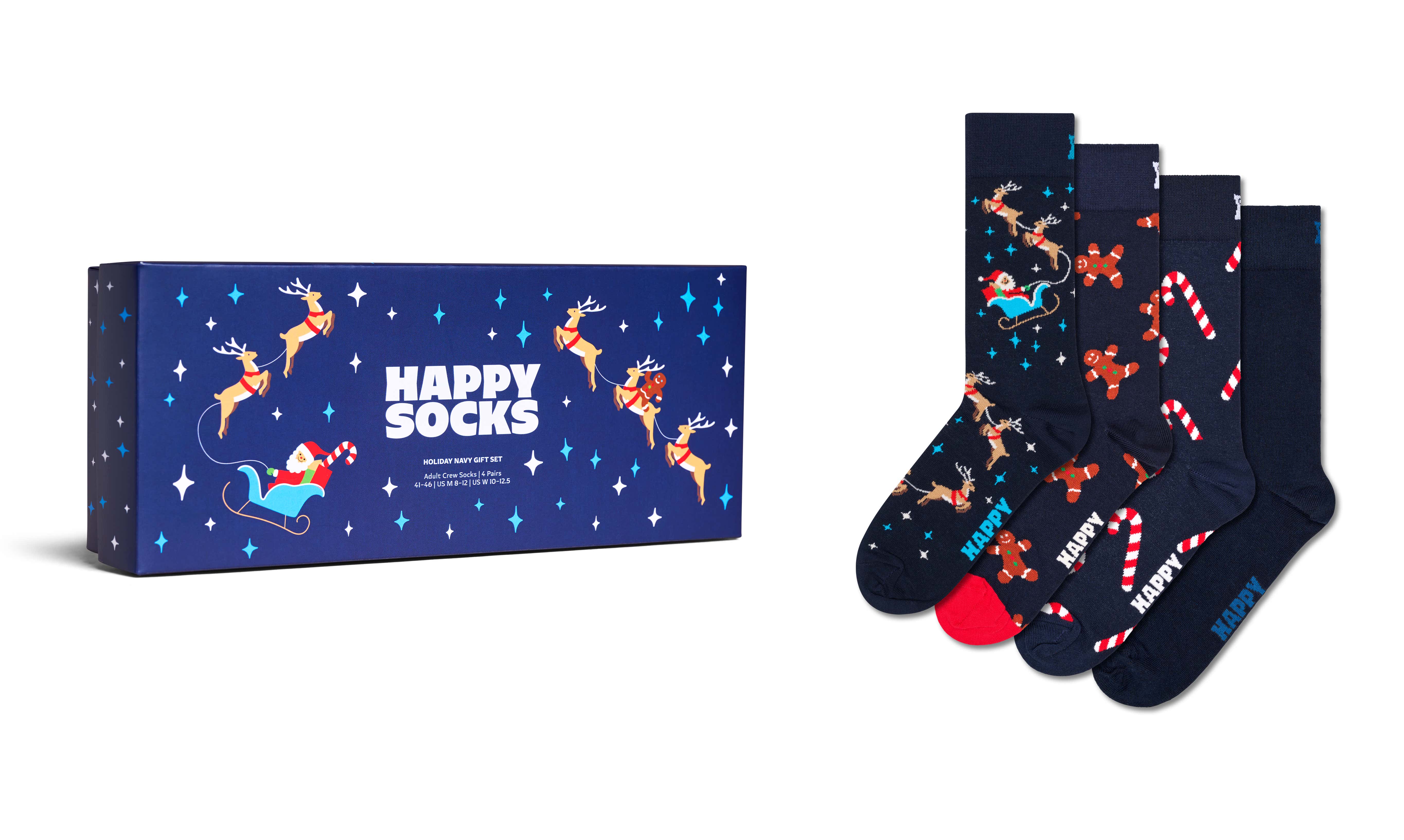 4-Pack Holiday Navy Socks Gift Set | Happy Socks BE