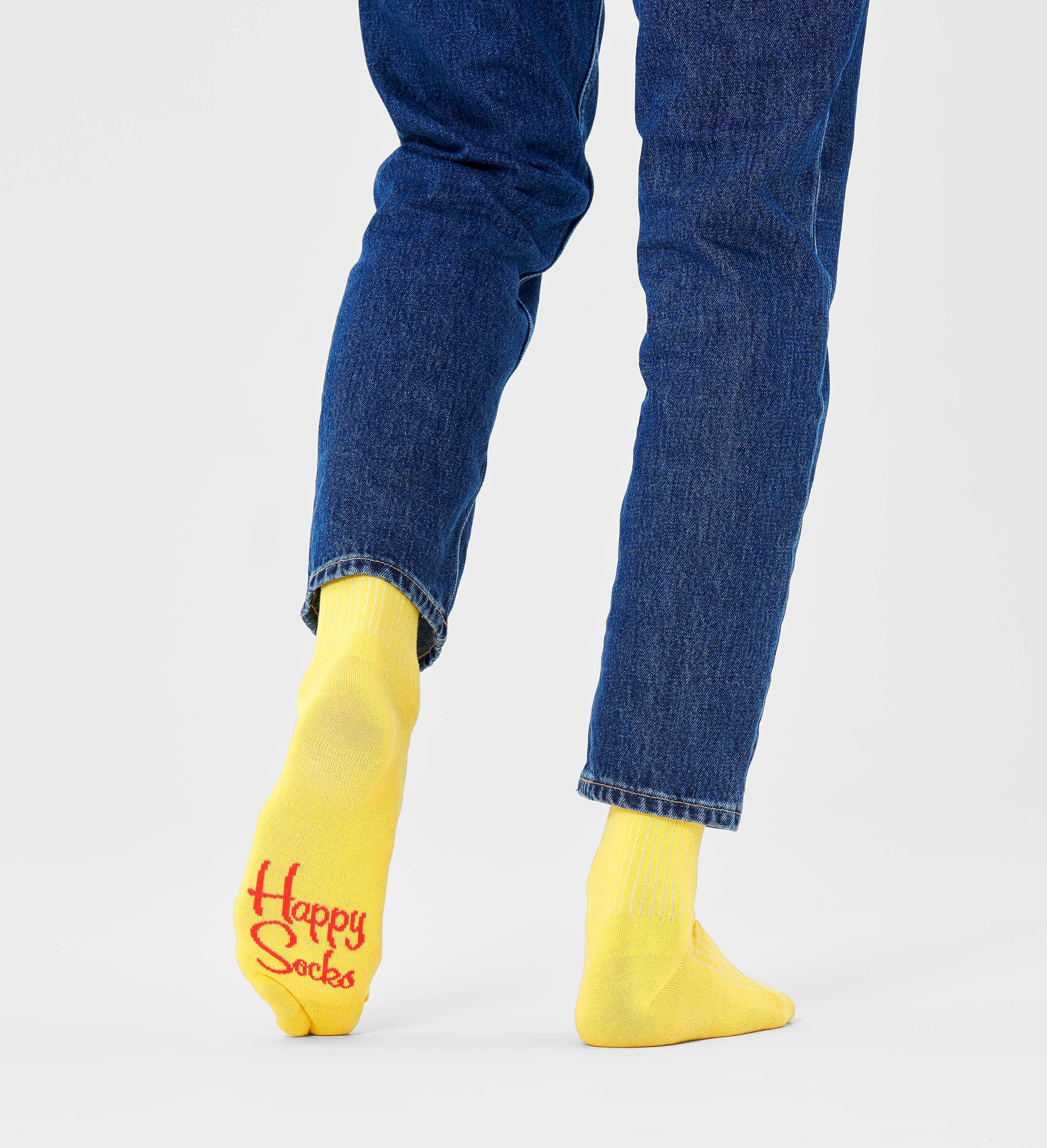 Light Yellow Solid Rib Crew Sock | Happy Socks US