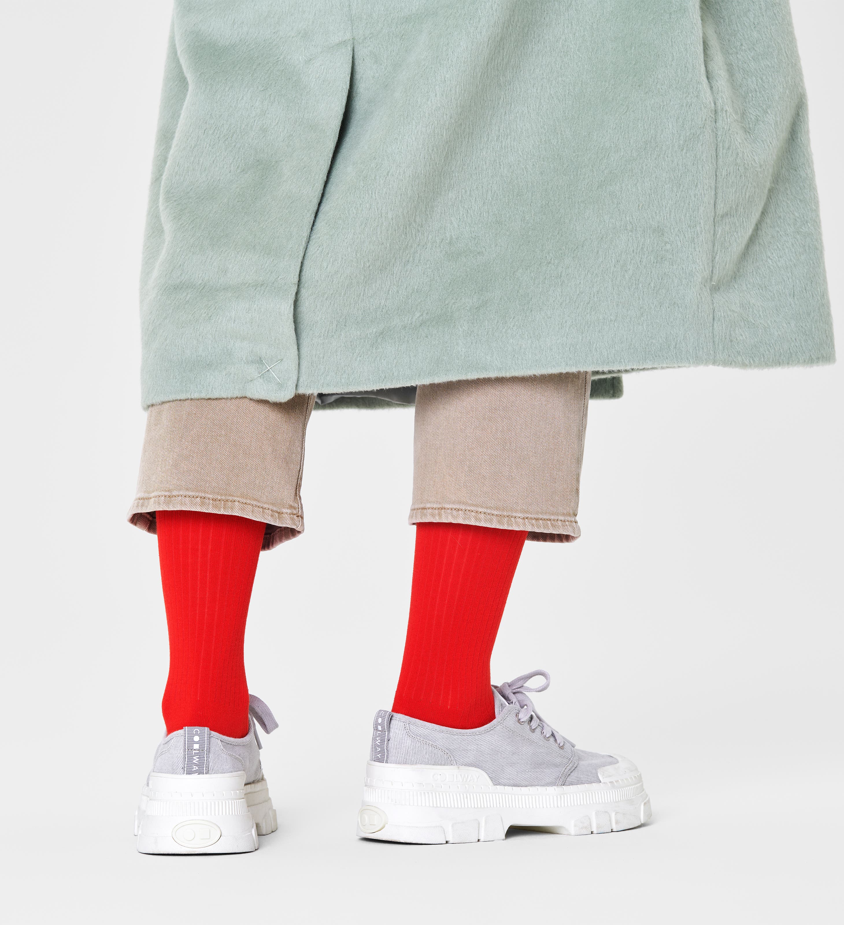 Red Solid Rib Crew Sock | Happy Socks GL